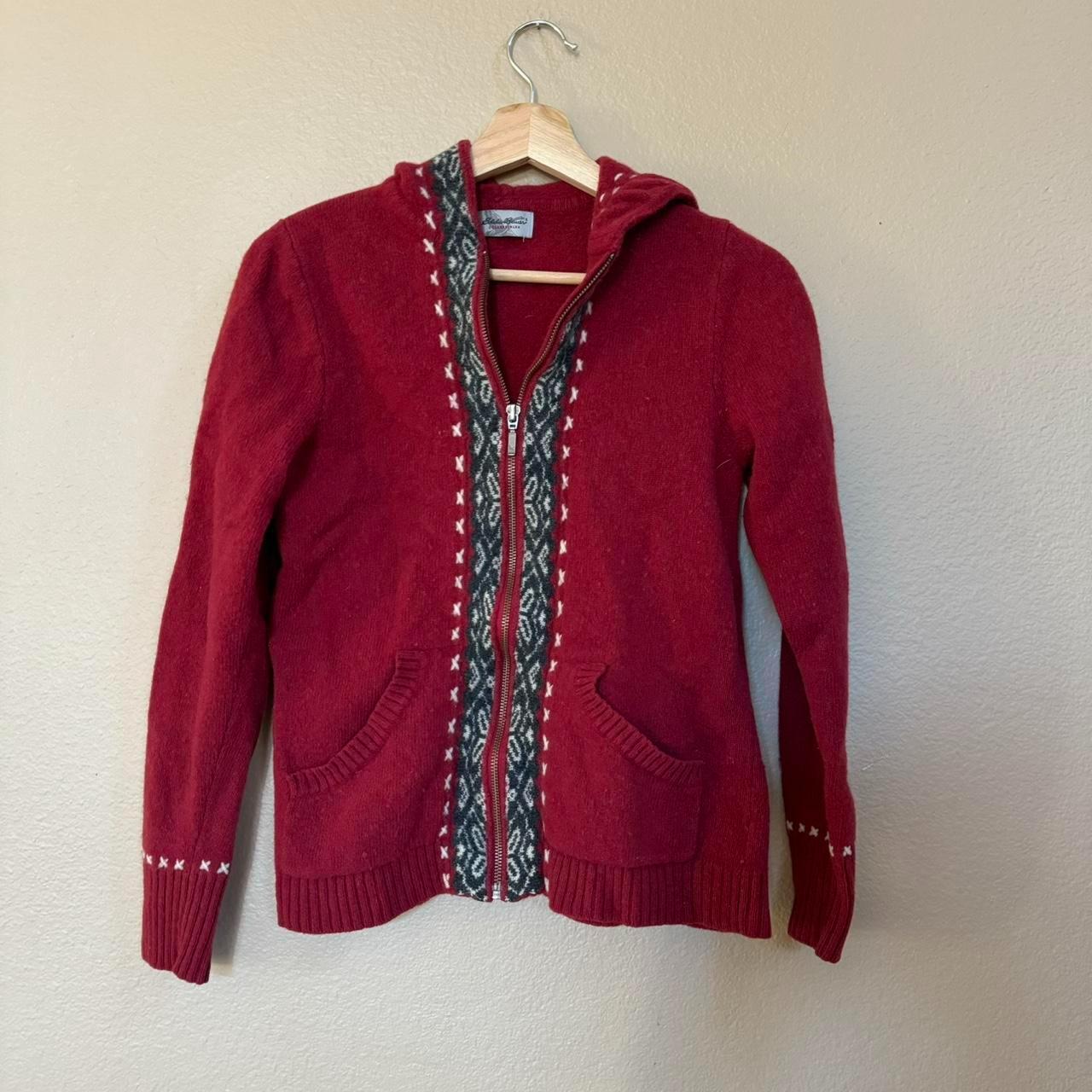 vintage red wool knit fitted jacket Mohair like... - Depop