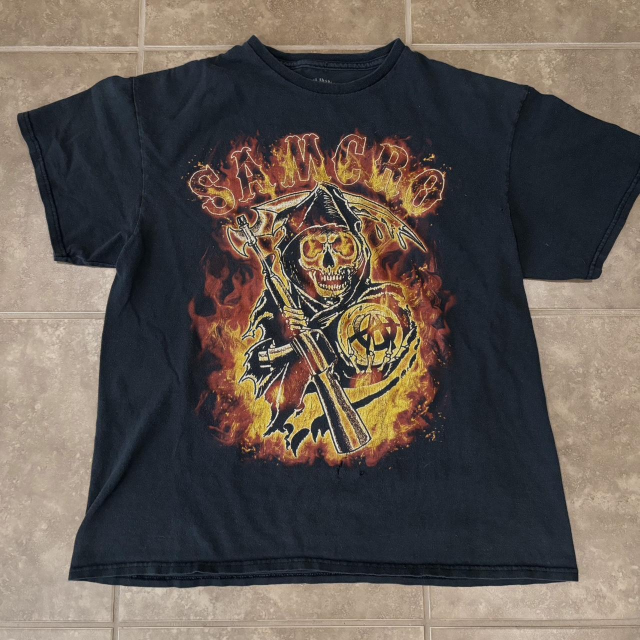 Y2K sons of anarchy Samcro Skull graphic t shirt... | Depop