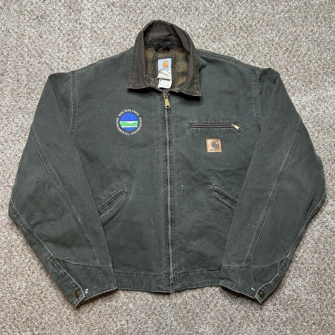 Vintage Carhartt J97 Mos Green Blanket Lined Detroit... - Depop