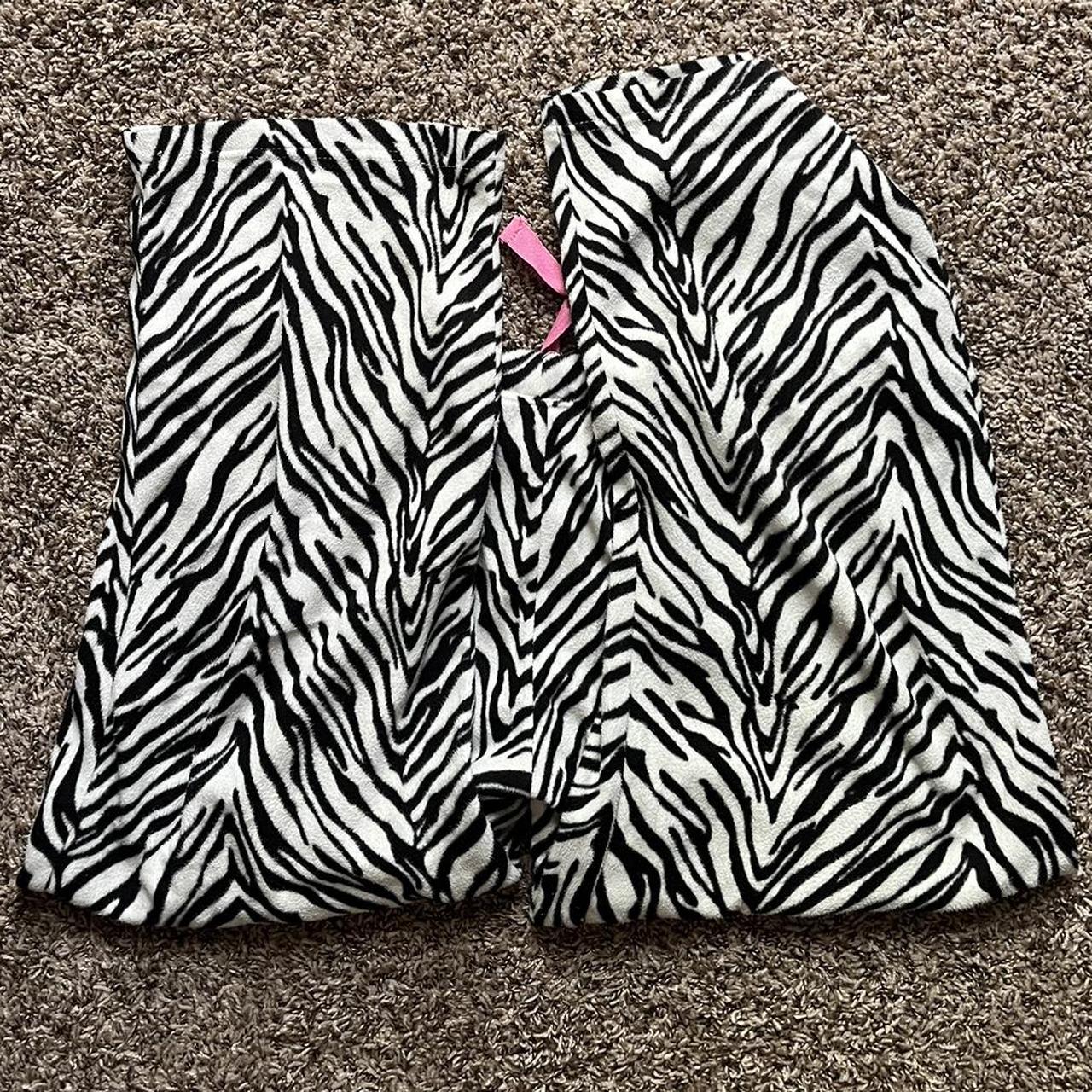 Black and white zebra print sweatpants. Cute pink... | Depop
