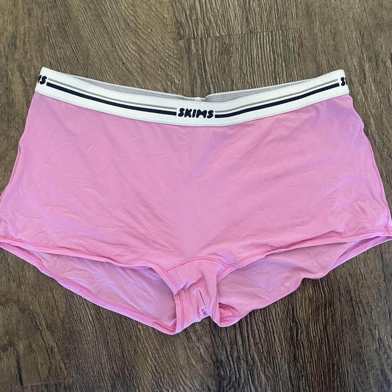 Skims bright pink boy shorts. Worn once, great... - Depop