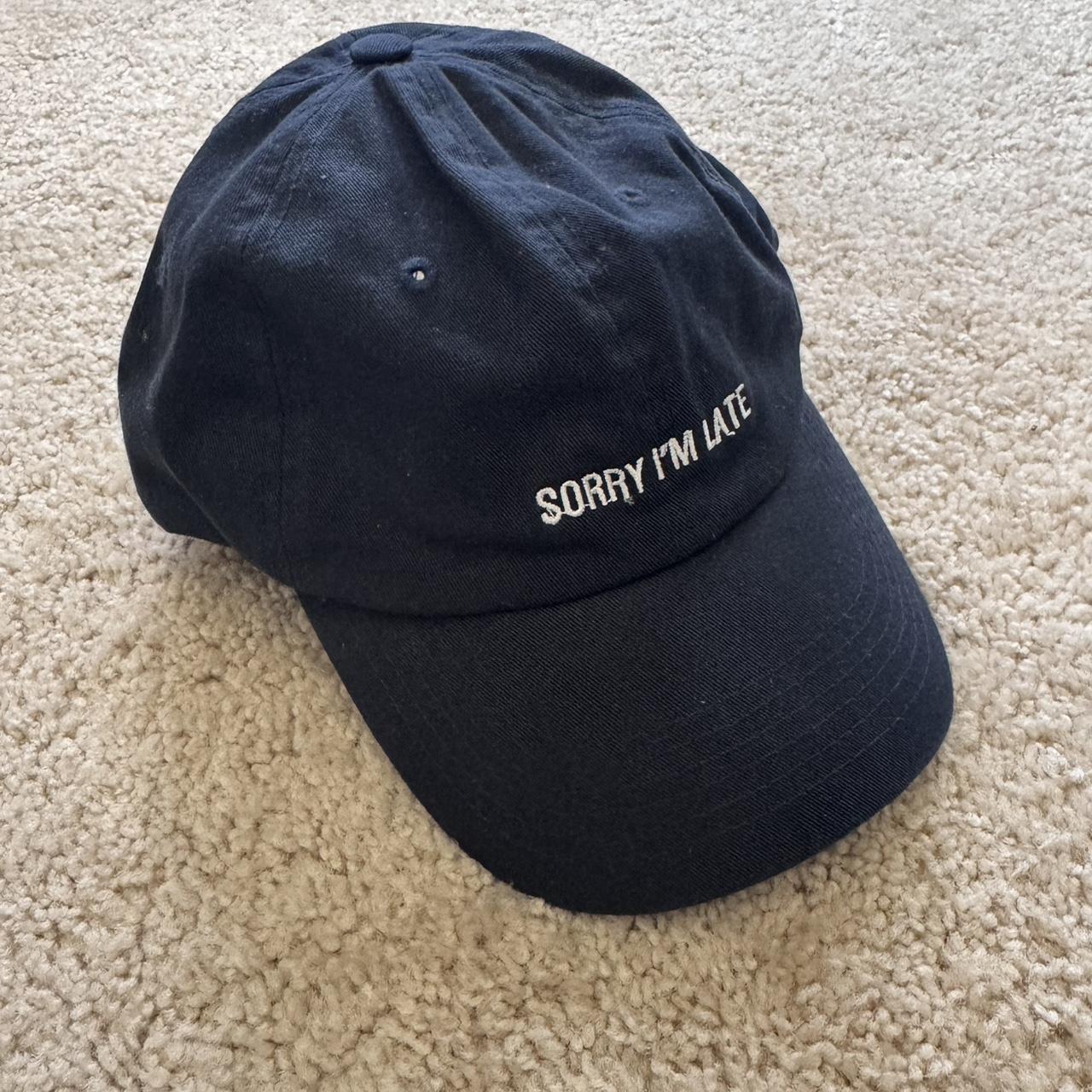 Navy blue "sorry I'm late" hat One Size | Depop