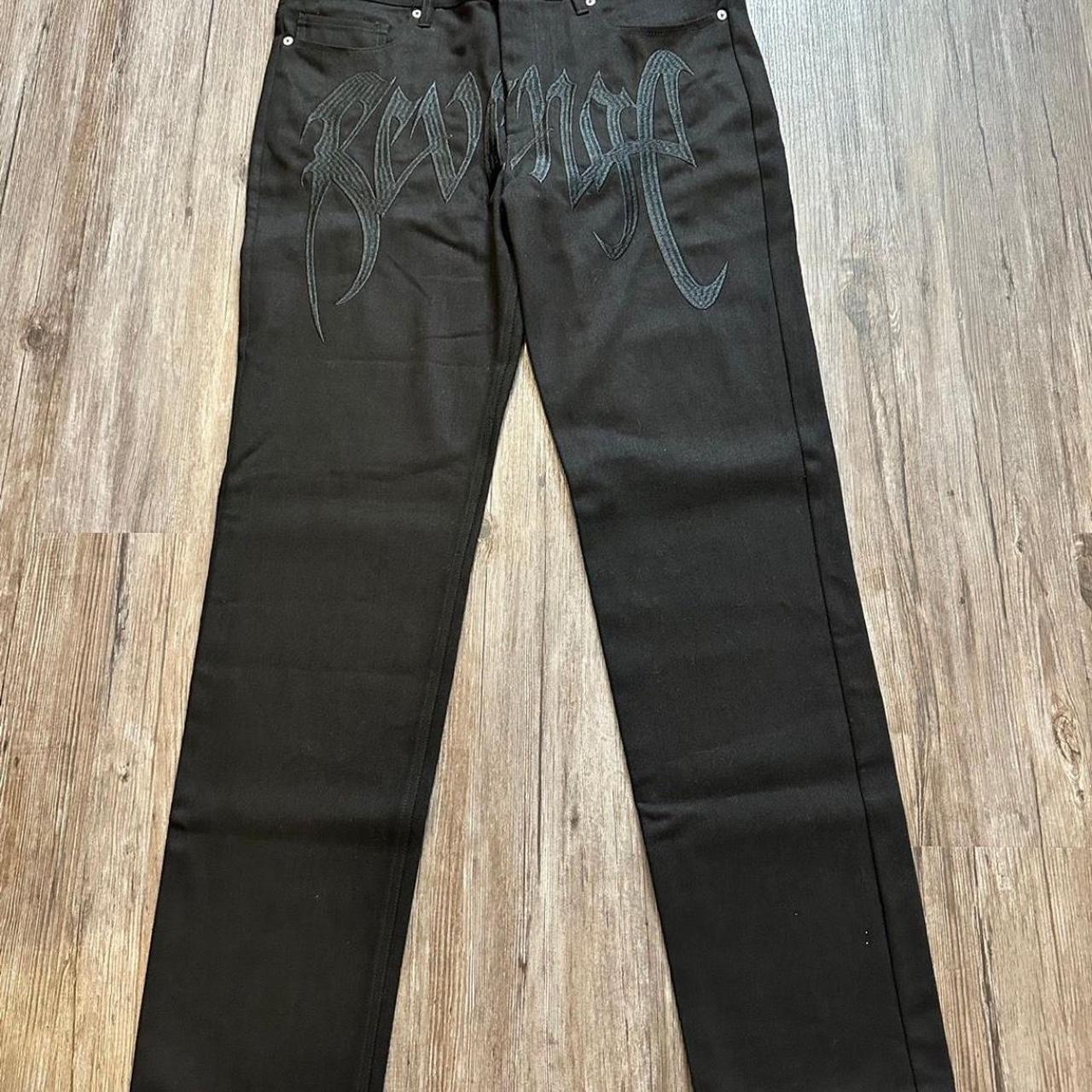 Revenge Embroidered Denim Jeans - Depop