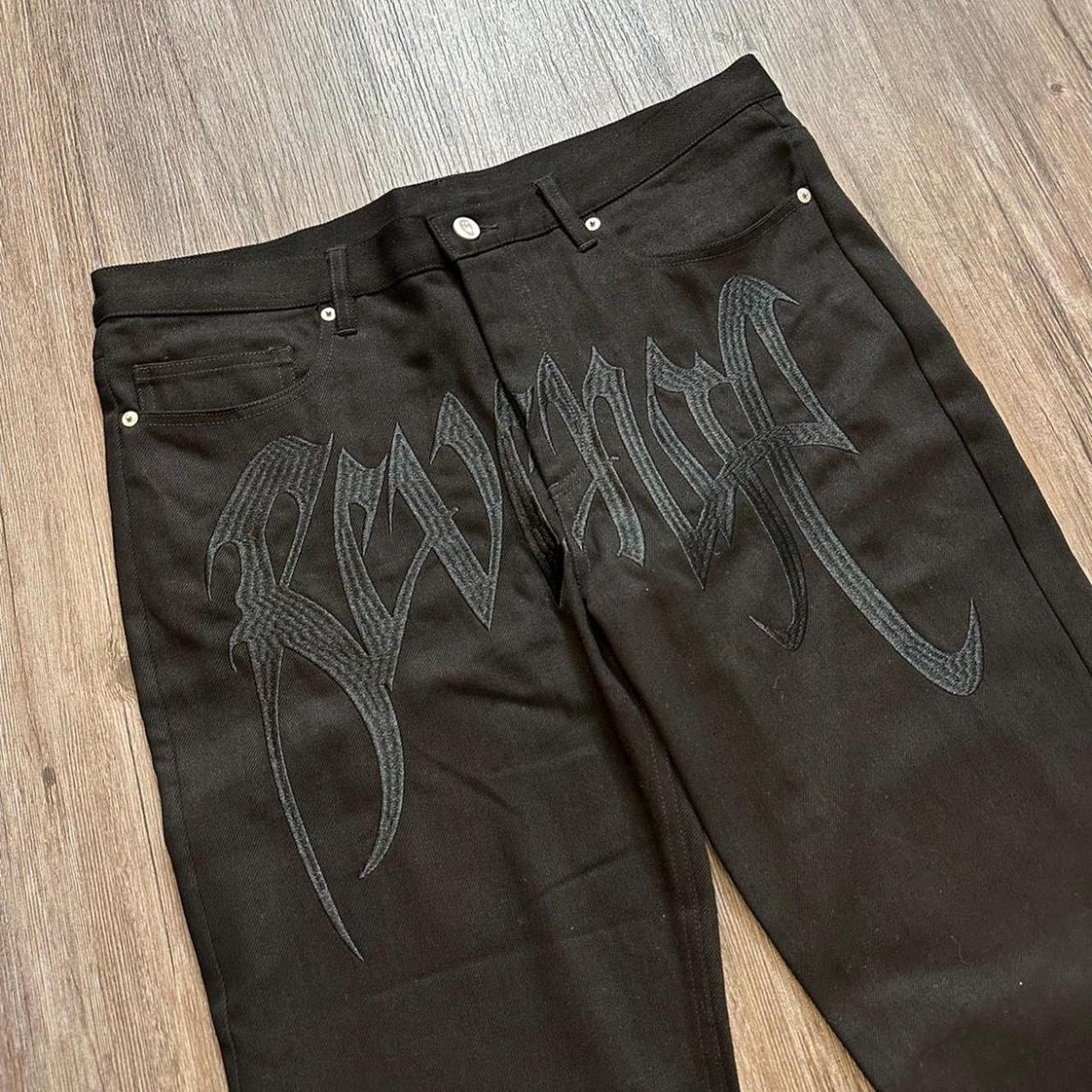 Revenge Embroidered Denim Jeans - Depop