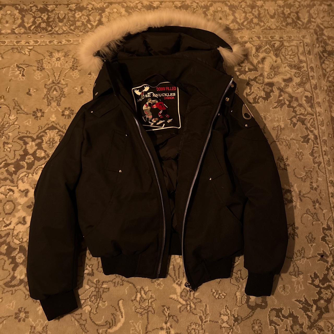 MOOSE KNUCKLES BOMBER JACKET WHITE FUR AUTHENTIC... | Depop