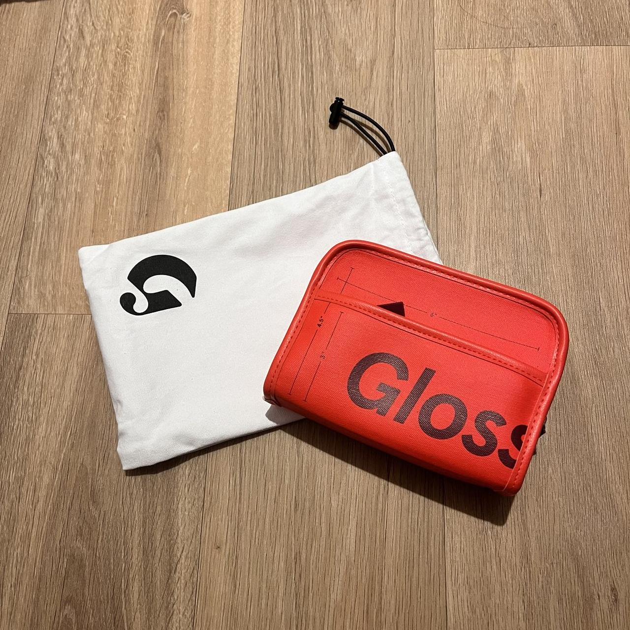 glossier red mini beauty bag never used, comes with... - Depop