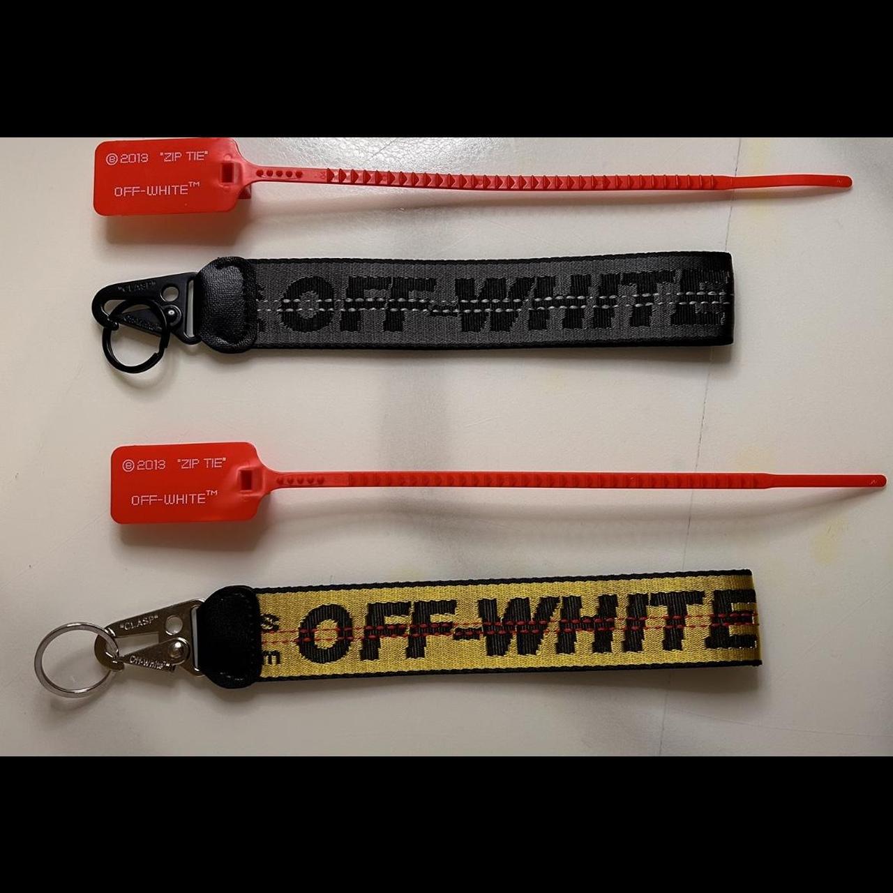 Off white Keychains in black or yellow, brand new... - Depop