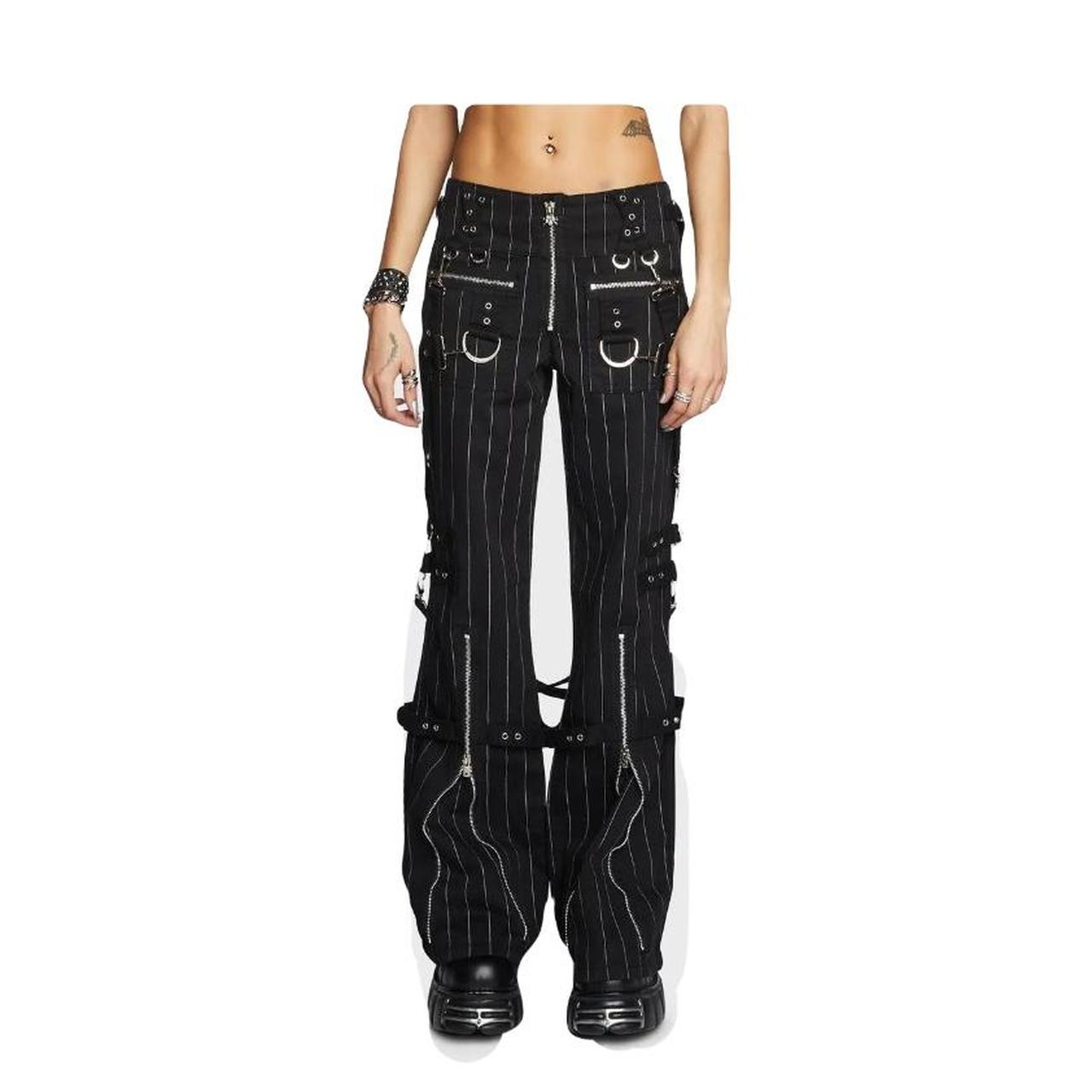 Tripp nyc black pin-strip super D ring pants size 31... - Depop