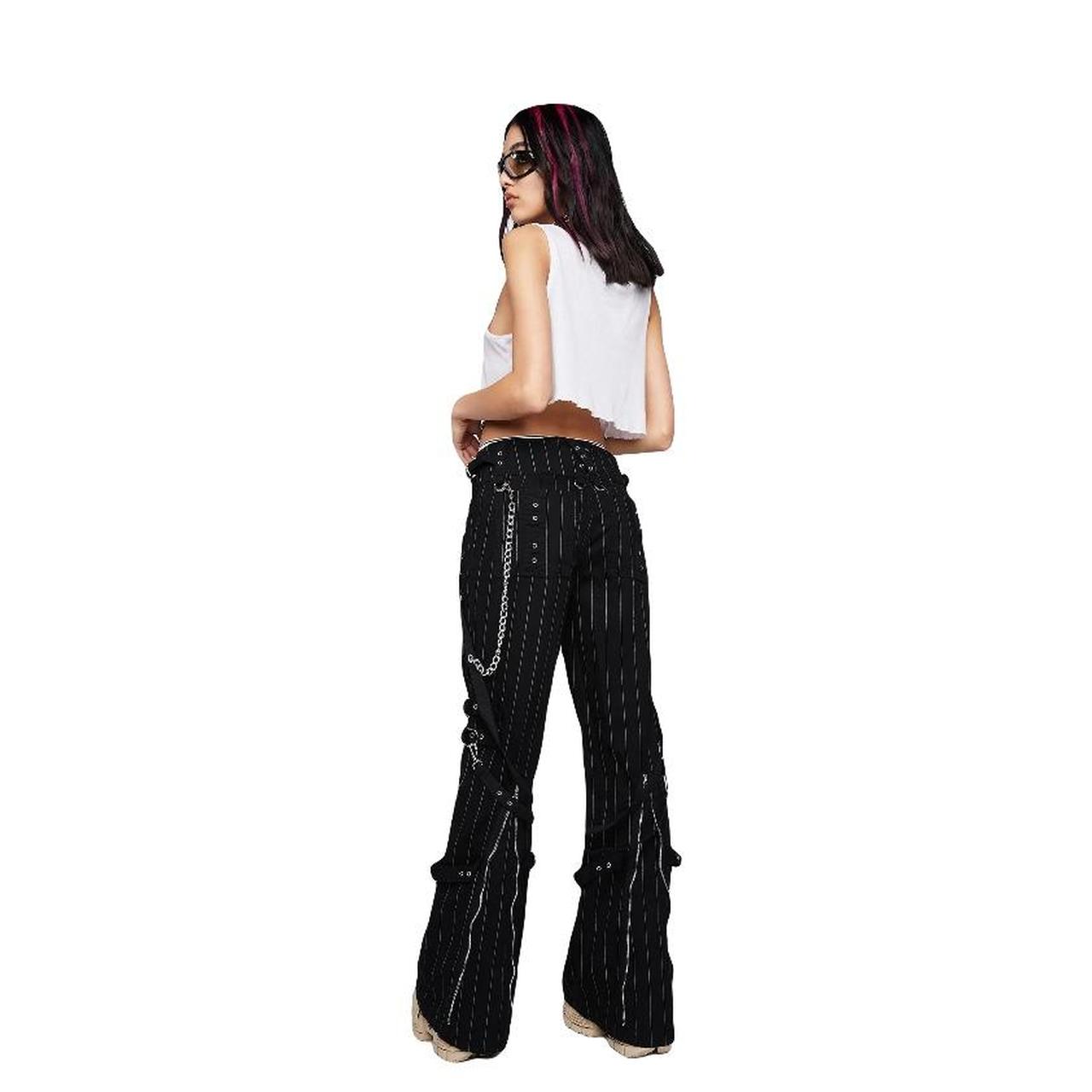 Tripp nyc black pin-strip super D ring pants size 31... - Depop