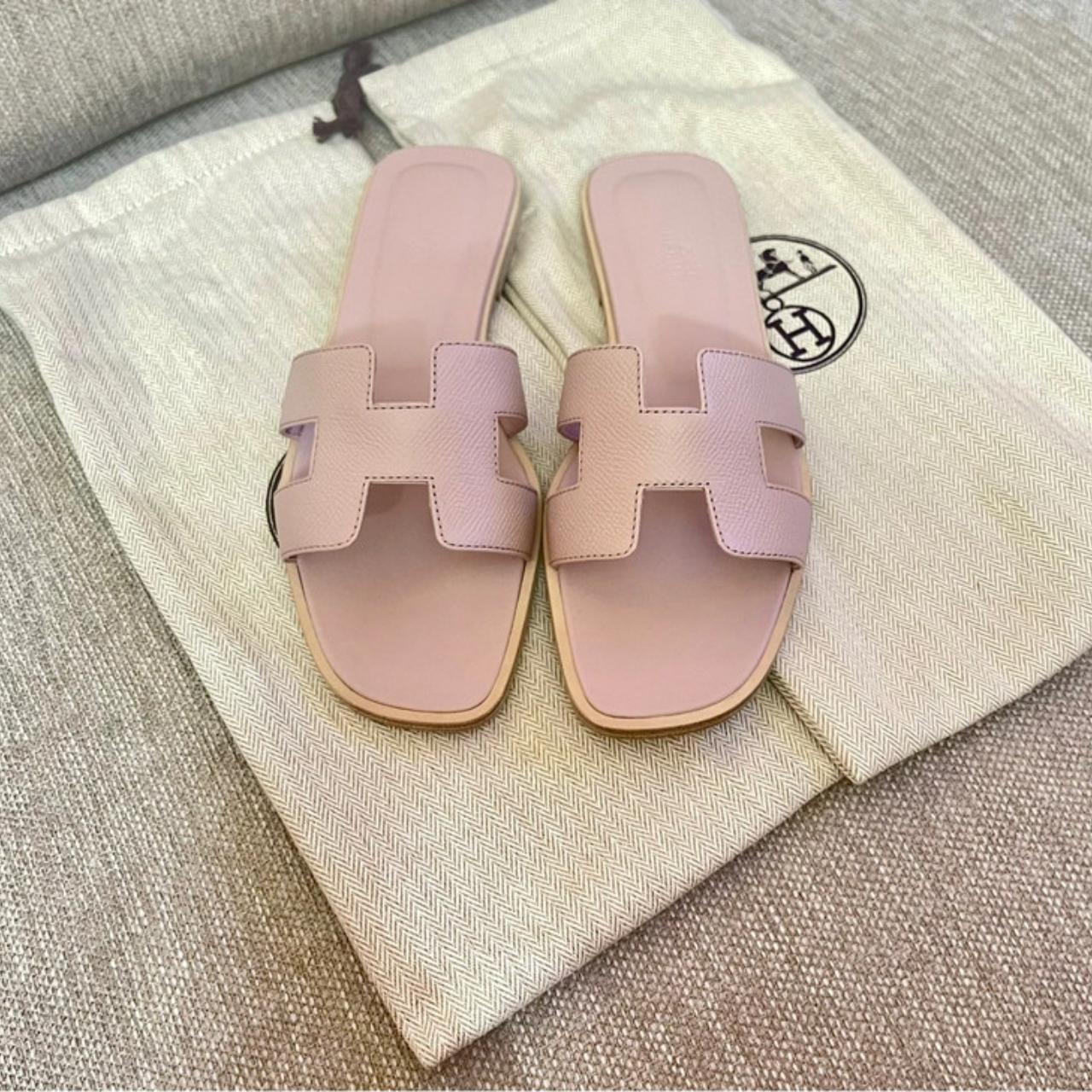Hermes Pink Oran Sandals New Oran Pink Glycine... - Depop
