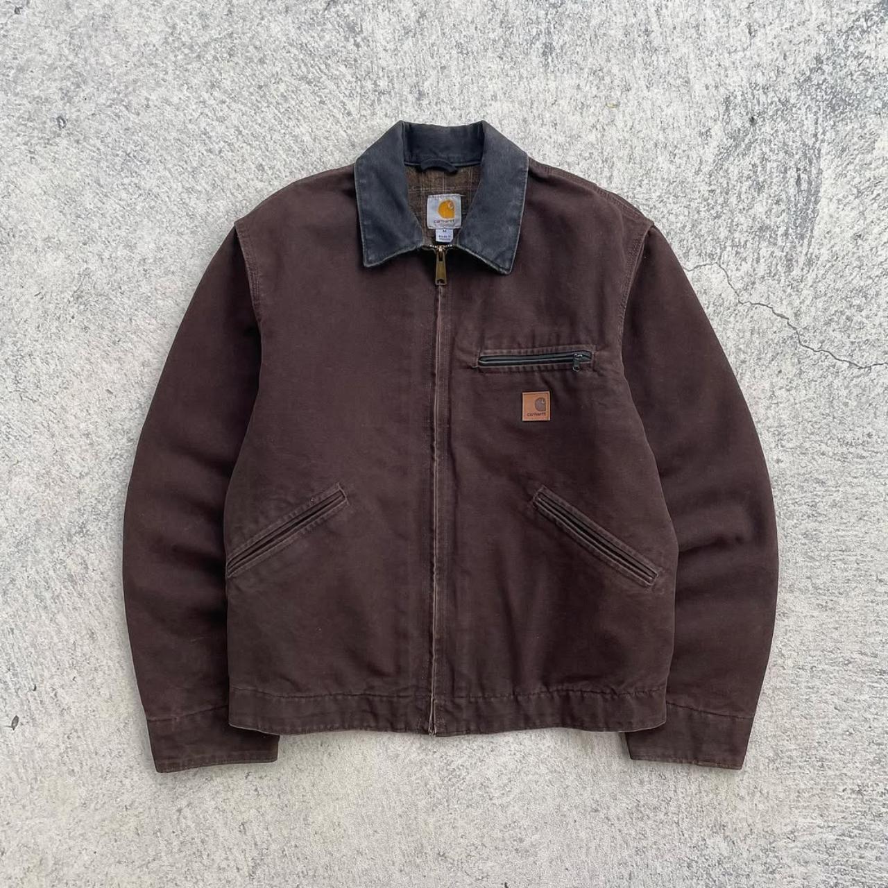 Vintage Carhartt Detroit Jacket J97 DKB 2013 Choco... - Depop
