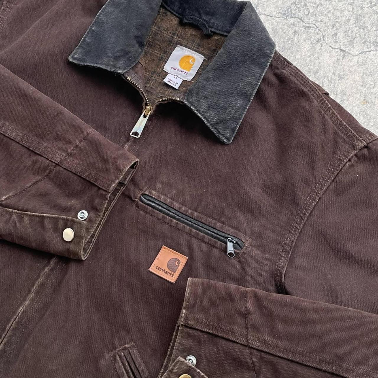 Vintage Carhartt Detroit Jacket J97 DKB 2013 Choco... - Depop