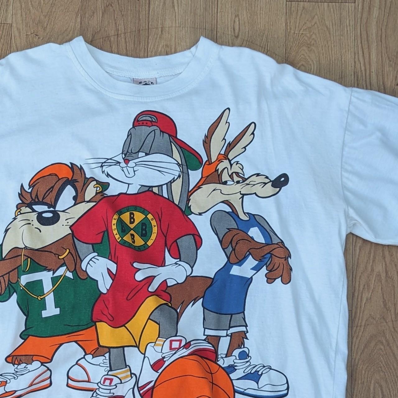 Vintage 90s collectable Looney Tunes white single... - Depop