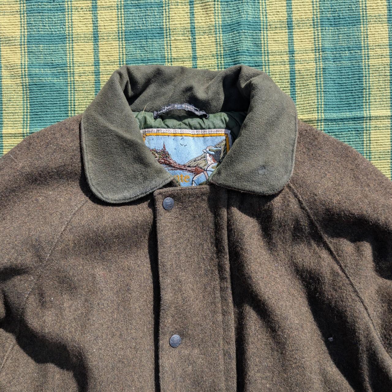 Bronte Wool Tweed Derby Jacket Overcoat in Khaki... | Depop