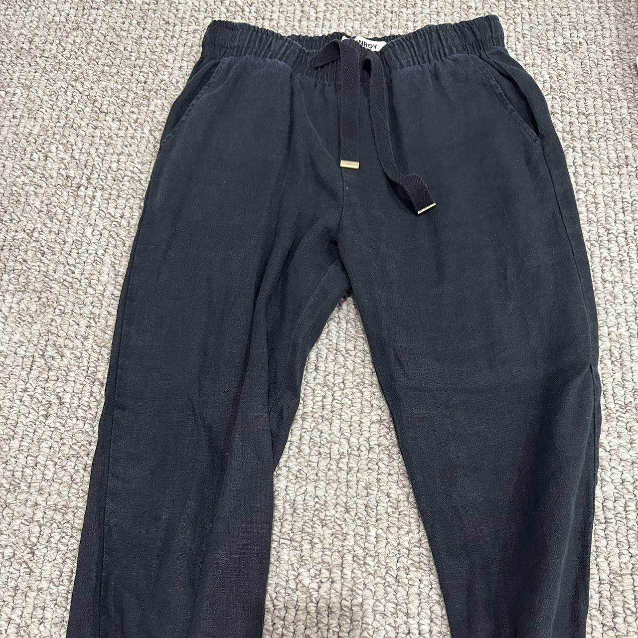 Venroy navy linen pants worn a couple of times size... - Depop
