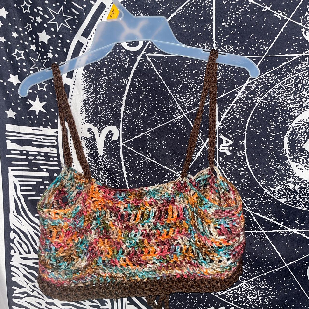 multicolor lace up back crop top - Depop