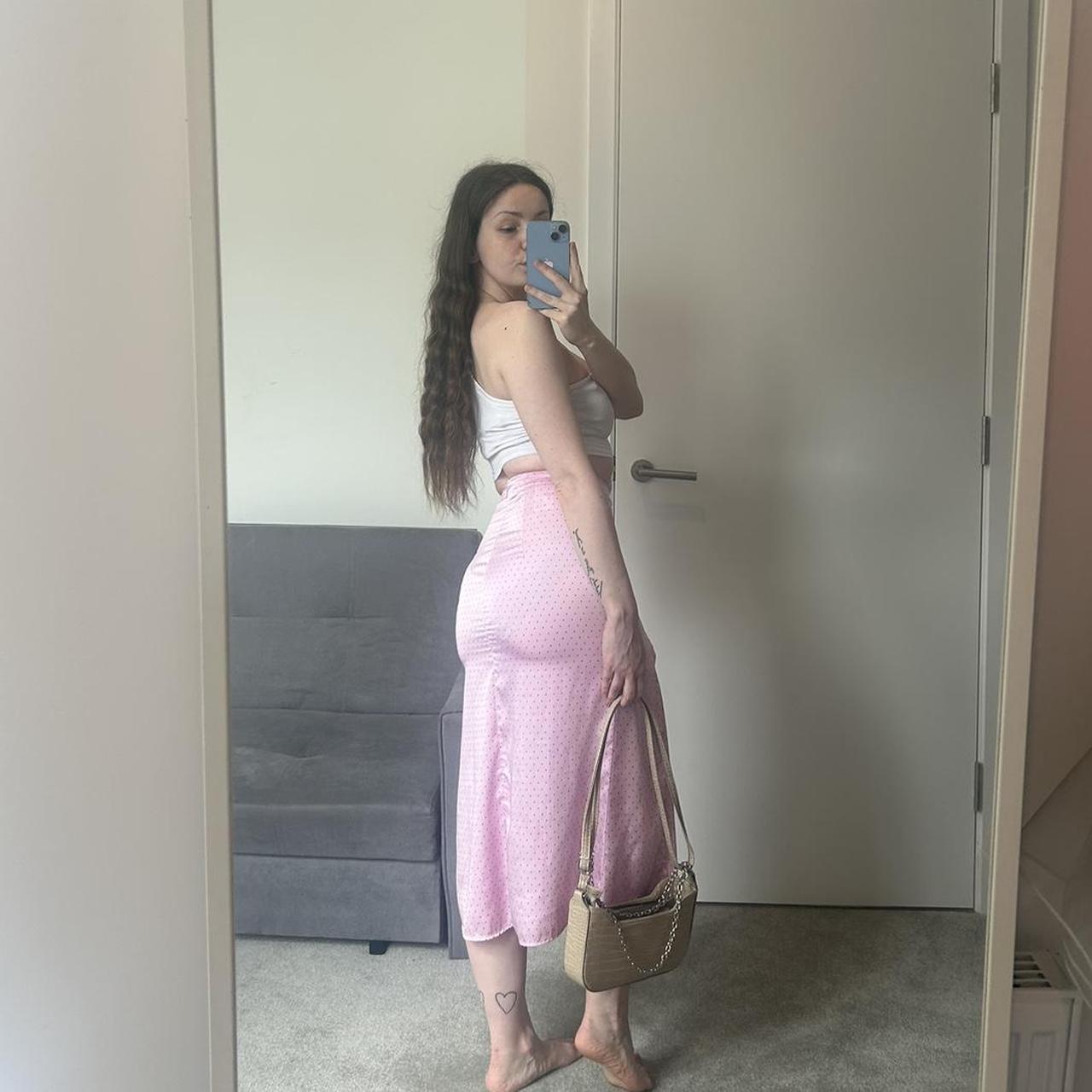Handm Pink Long Skirt With Front Panel Double Split 💗 Depop