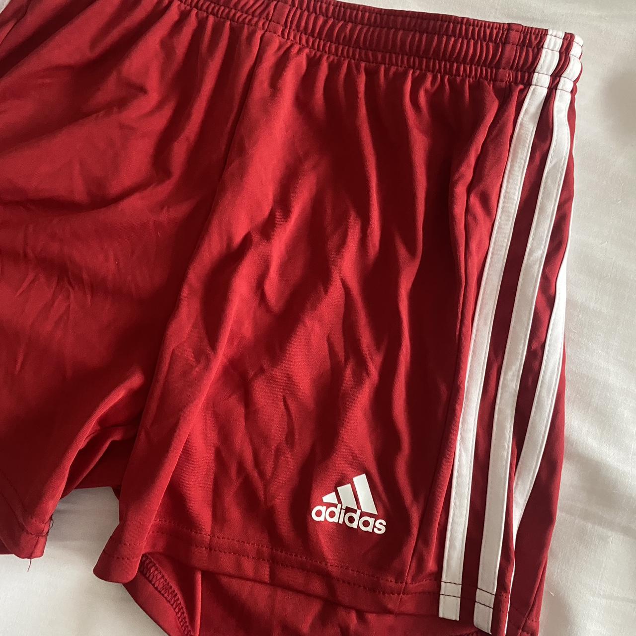 adidas red athletic shorts - Depop