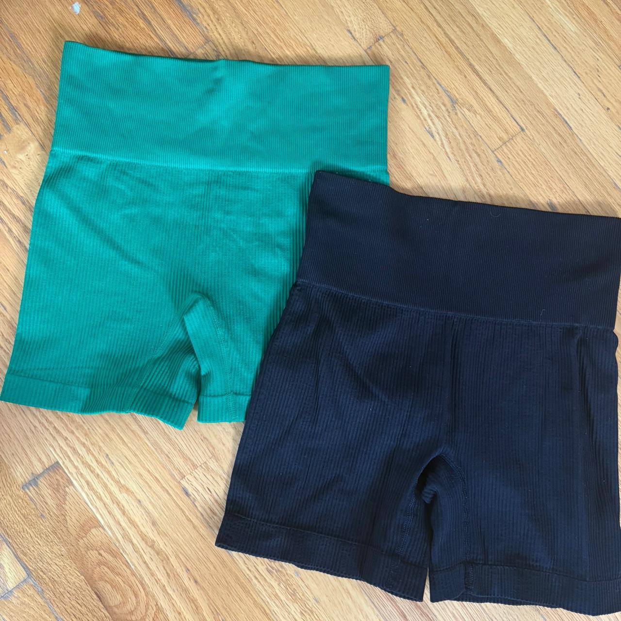 colsie ribbed biker shorts bundle! green & black | Depop