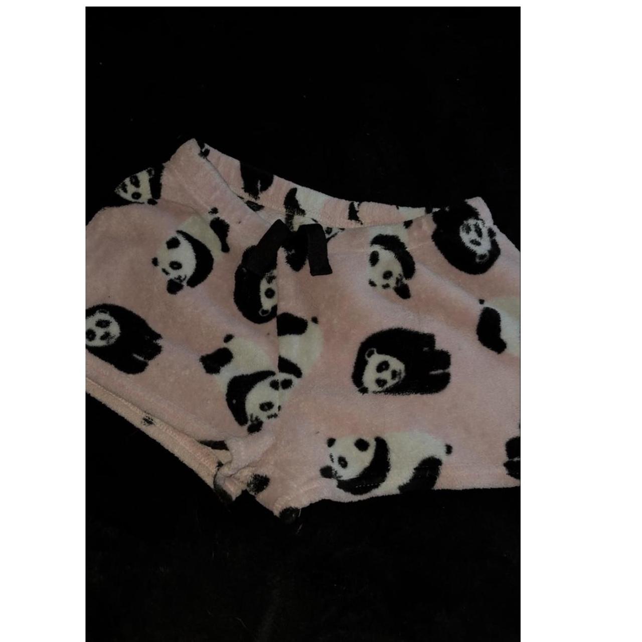 Panda print pink and black pajama shorts. Kids... | Depop