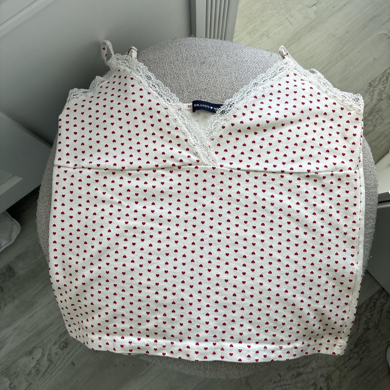 Brandy Melville Red Heart PJ Set Never Worn! Fit... - Depop