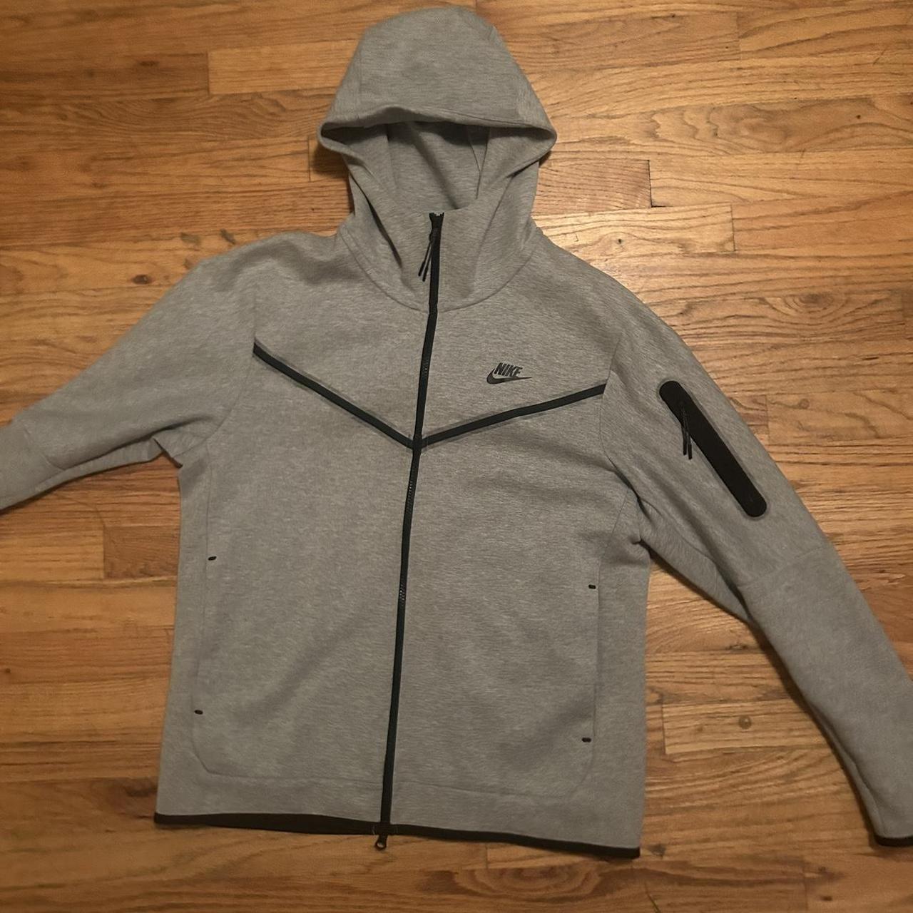 Nike tech fleece grey and black hoodie - Depop