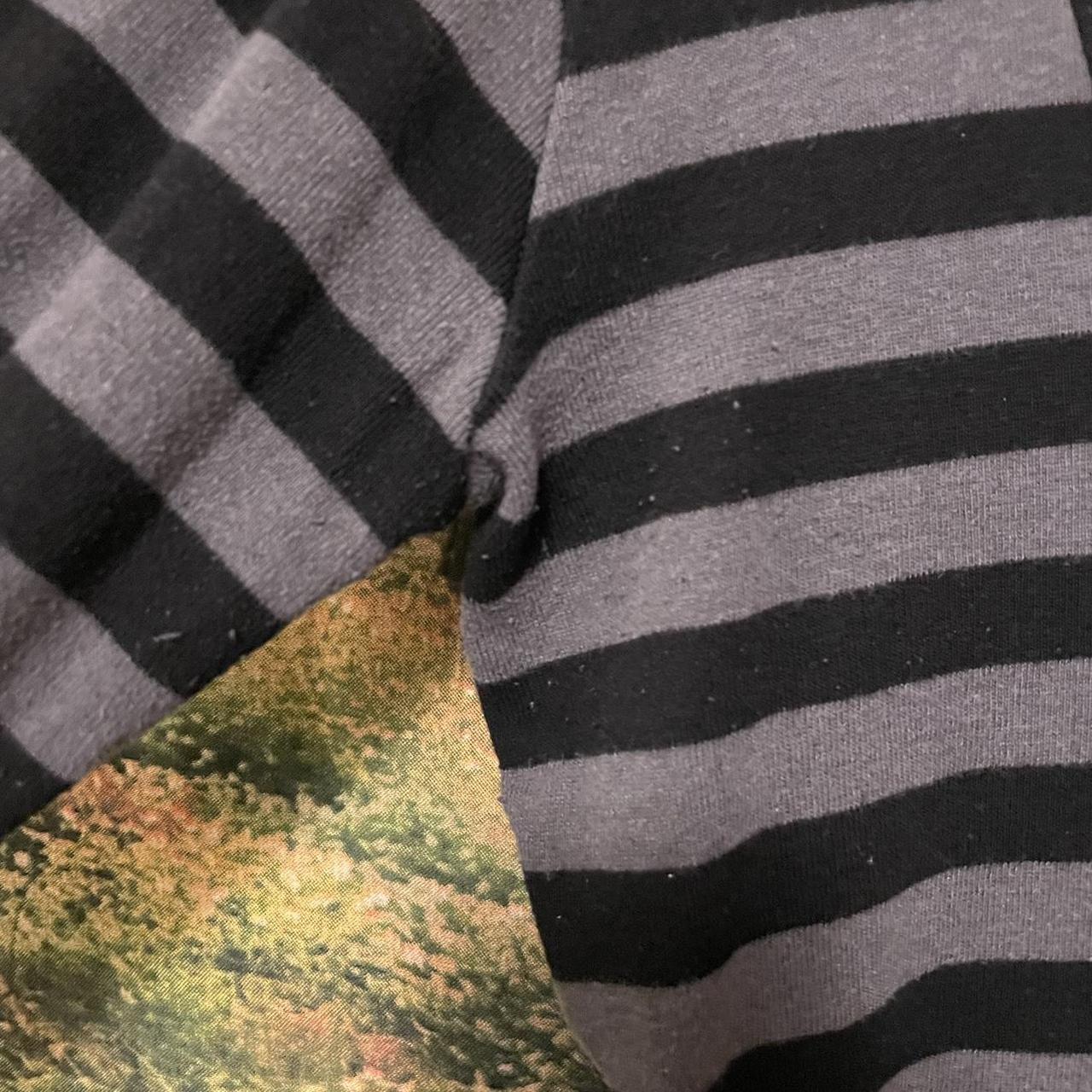 Y2k emo goth grunge black and gray striped cardigan... - Depop