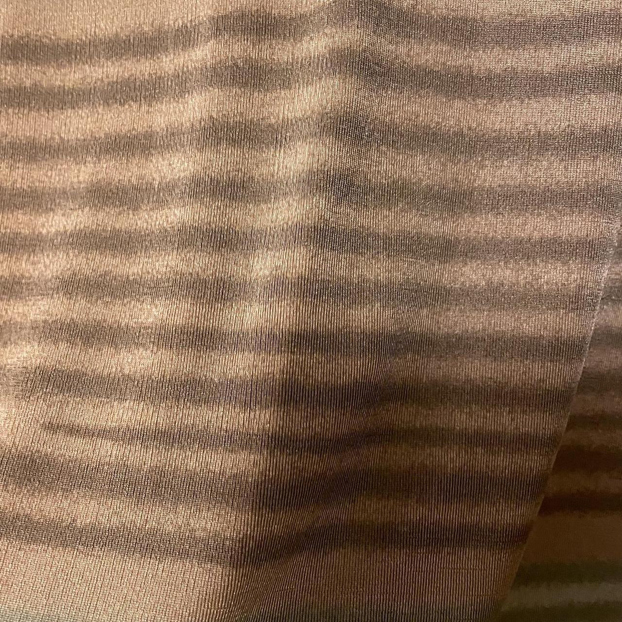 80’s slinky brown and tan striped blouse top by... - Depop