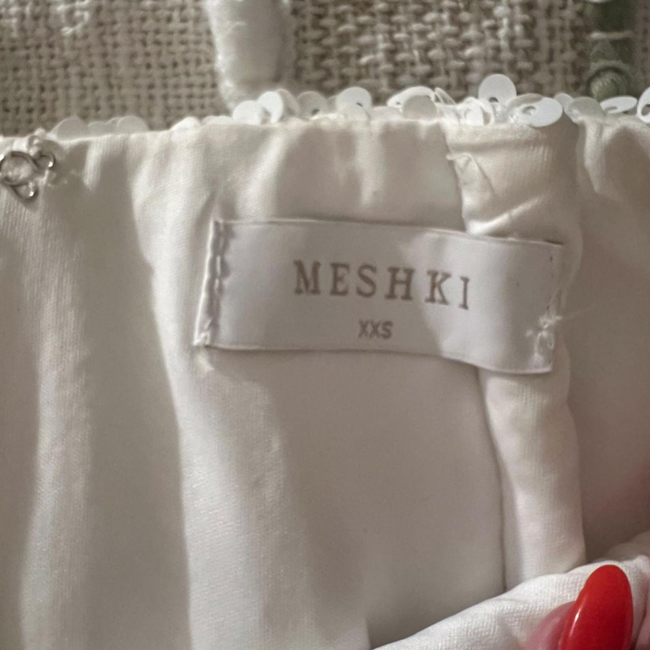 Meshki white sequin set XS top XXS bottom Worn once... - Depop