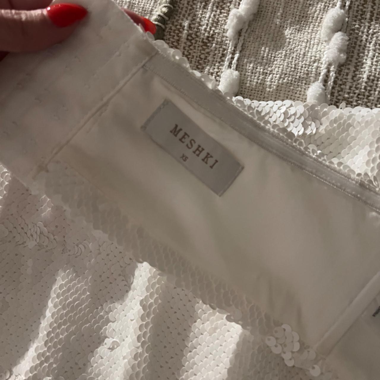 Meshki white sequin set XS top XXS bottom Worn once... - Depop