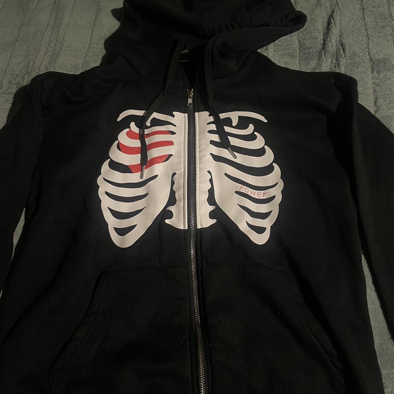 Black skeleton zip up size small - Depop