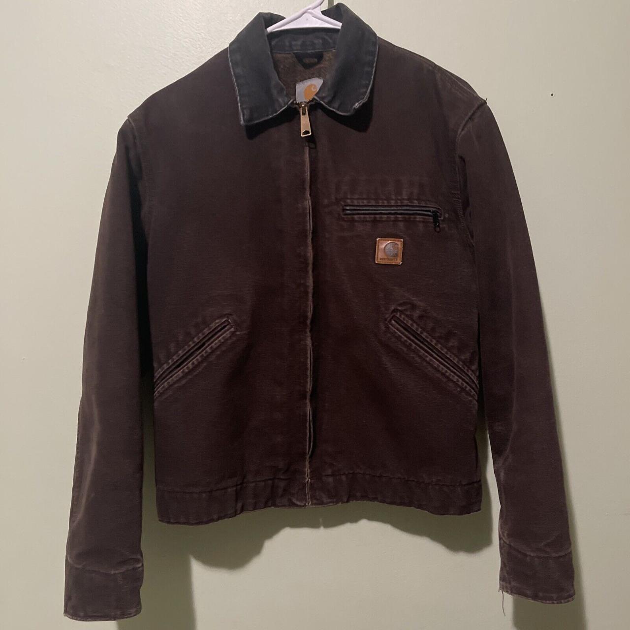 j97 Faded Carhartt Detroit Jacket DKB BRN Size Small... - Depop