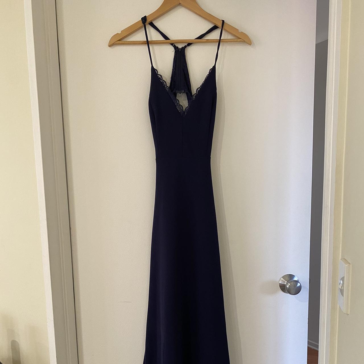 Flattering navy blue ball dress. Has been tailored... - Depop