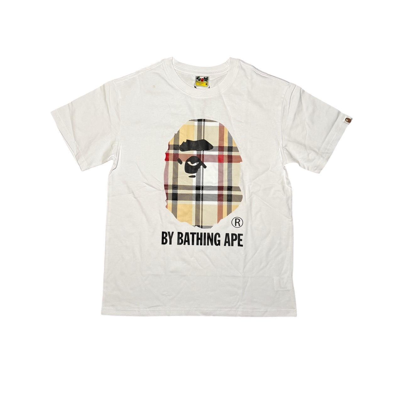 BAPE x Burberry White College T-Shirt 2 tiny... - Depop