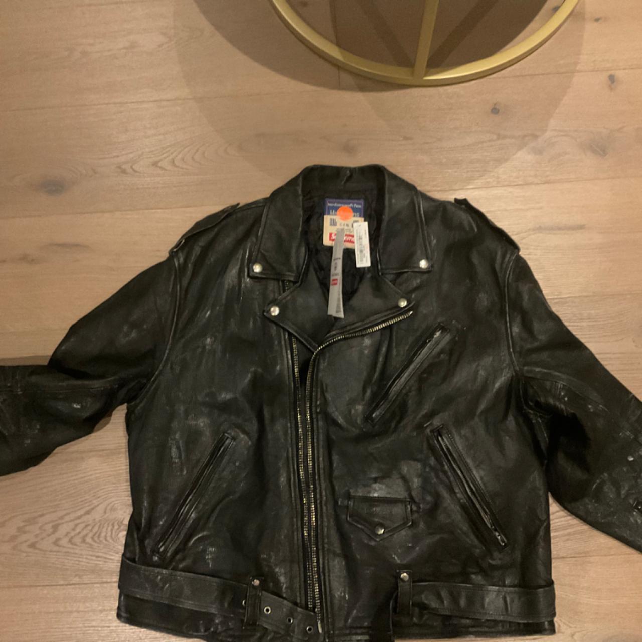 Supreme Blackmeans painted leather motorcycle jacket... - Depop