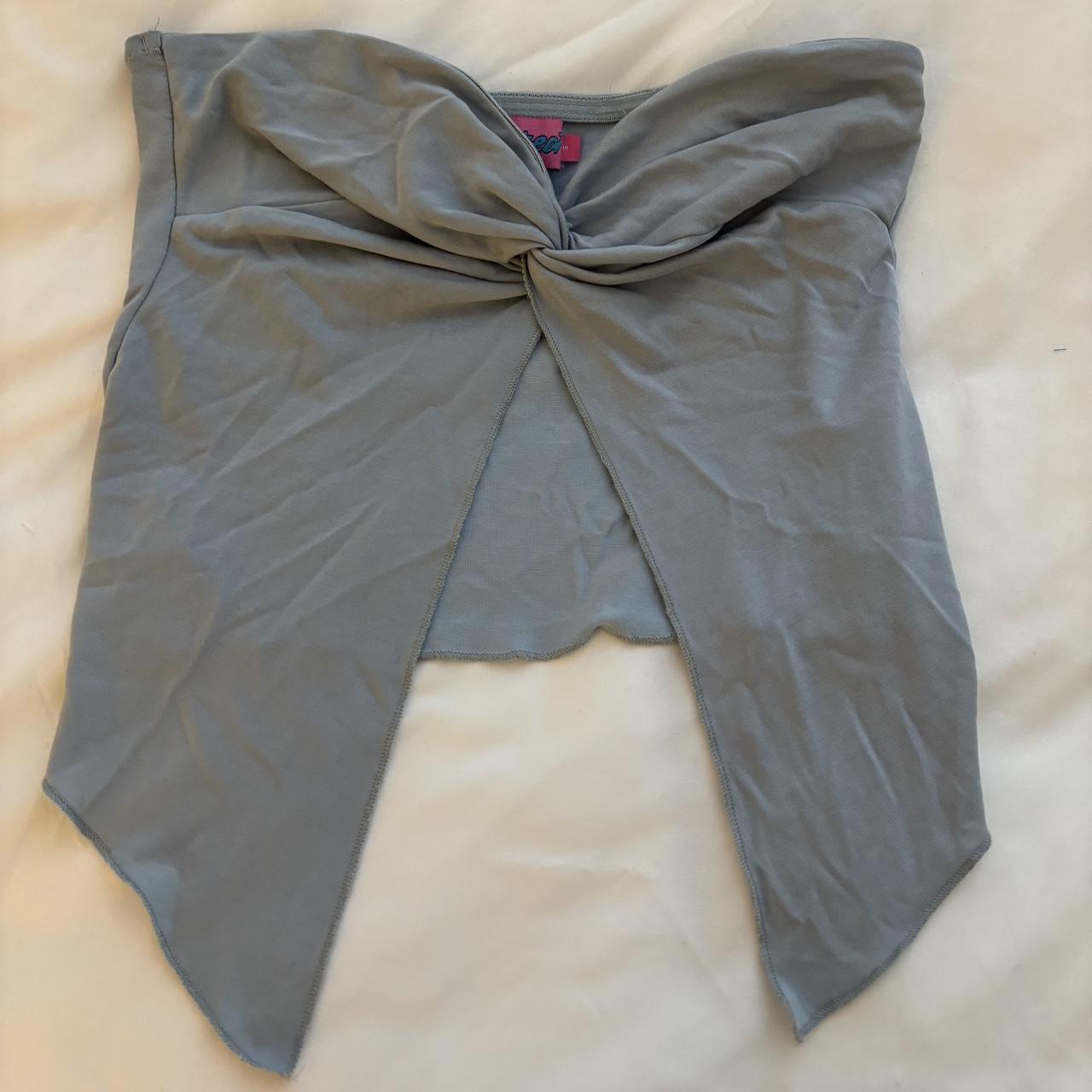 Edikted open front top in light blue size small - Depop