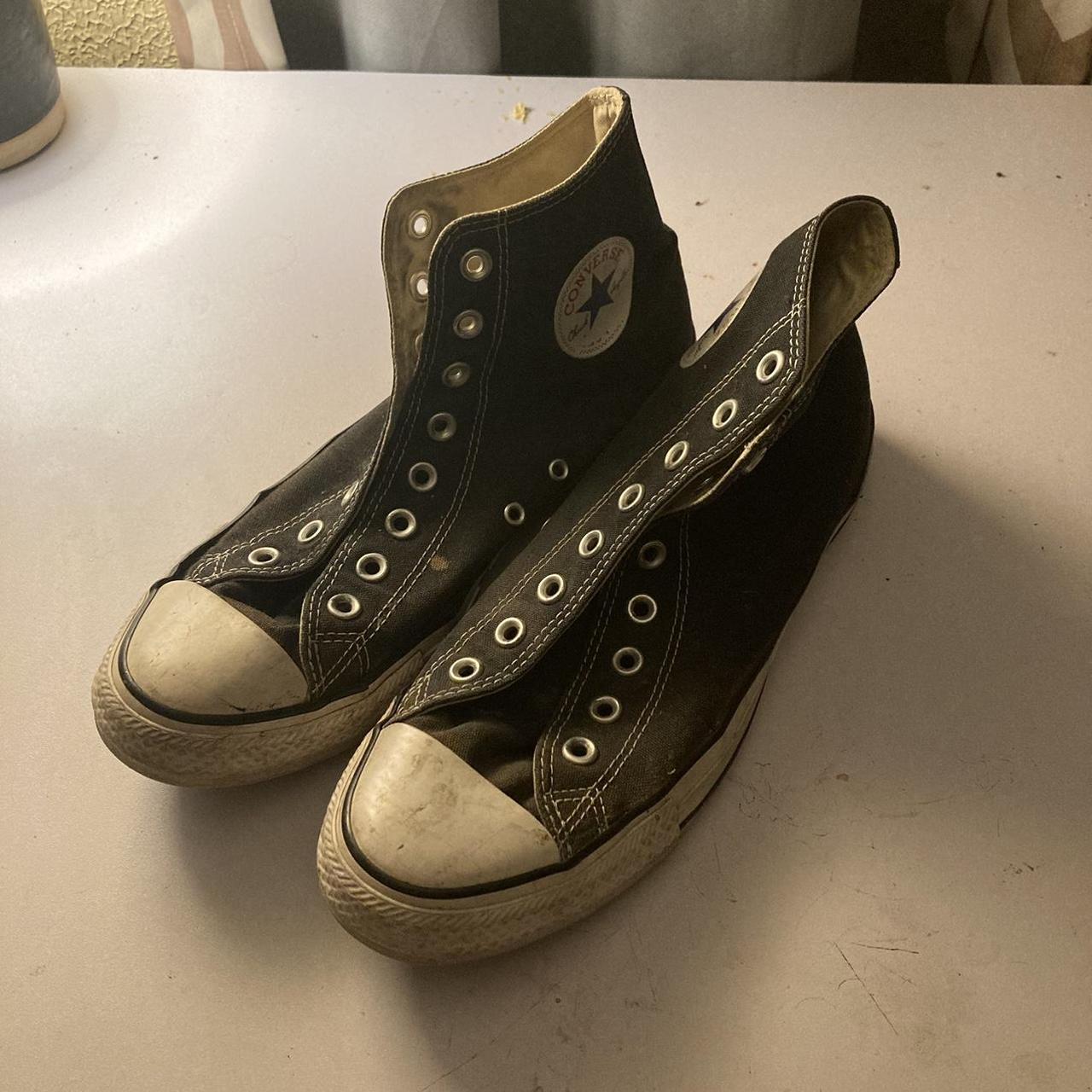 Men’s Black no lace converse, only worn for 3... - Depop