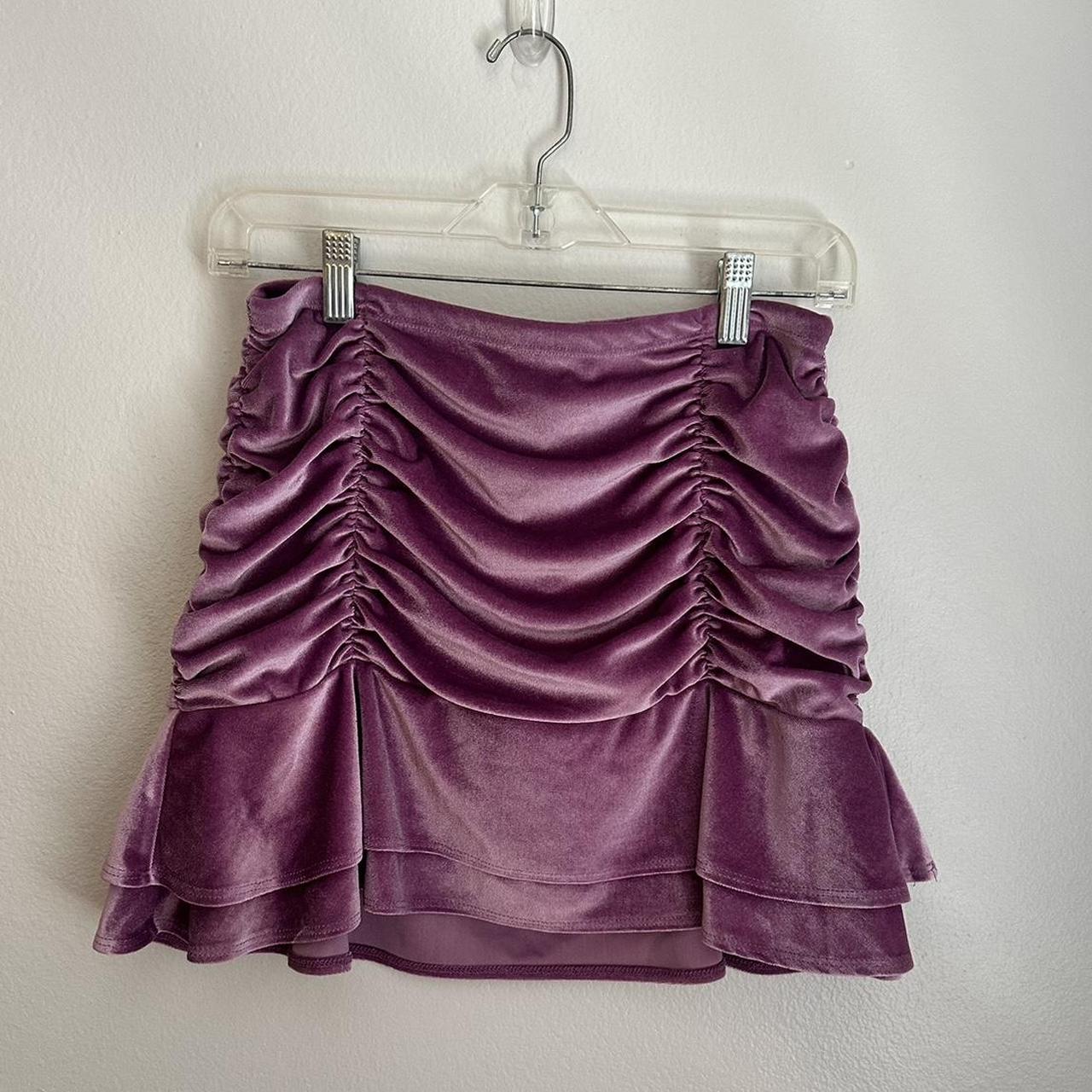 🤍 purple velvet ruffled mermaid style skirt - Depop