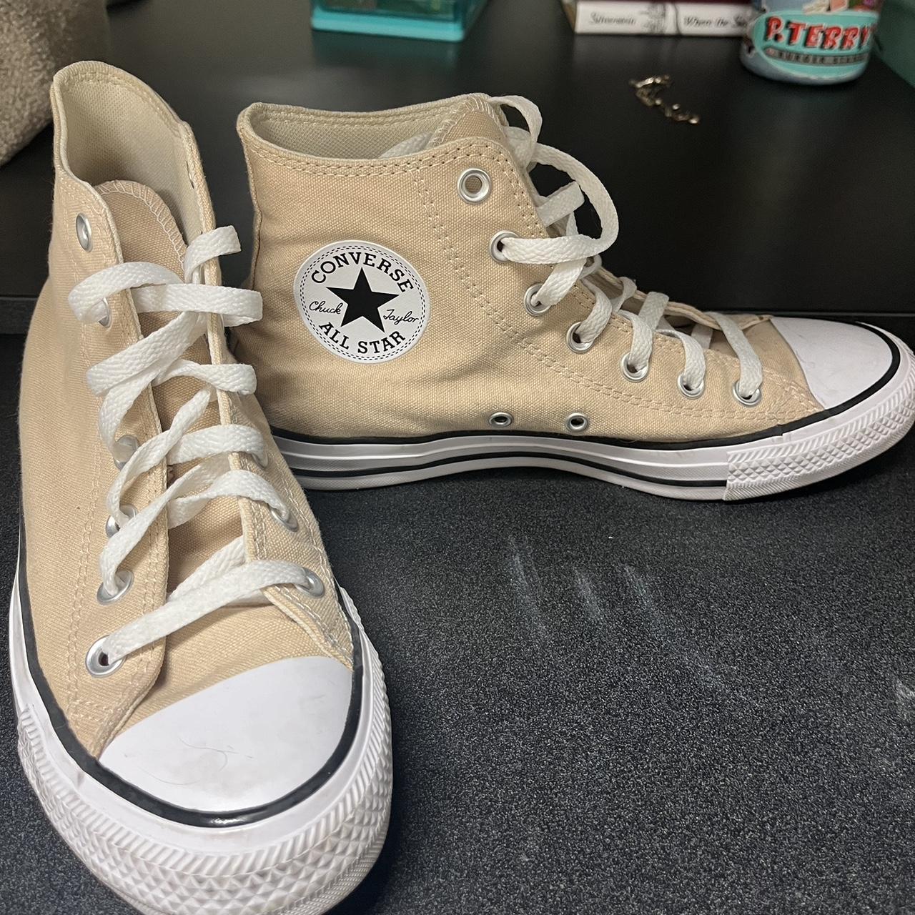 Beige/Tan Converse sneakers women’s 8, men’s 6 - Depop
