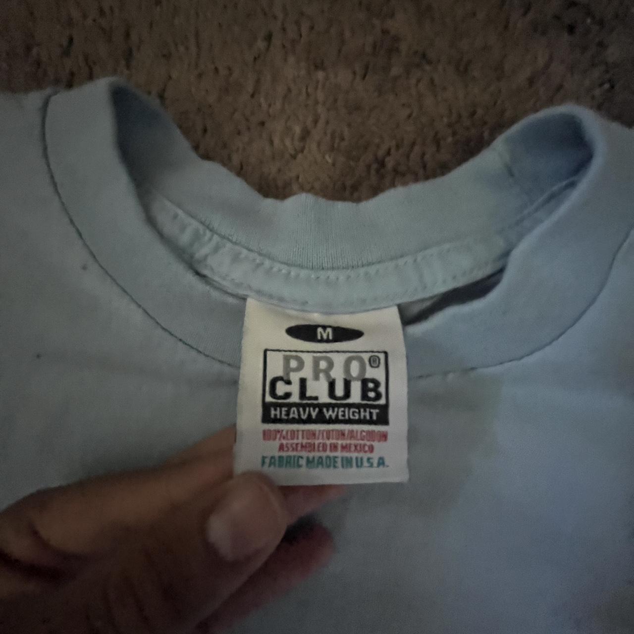 medium sky blue pro club shirt - Depop