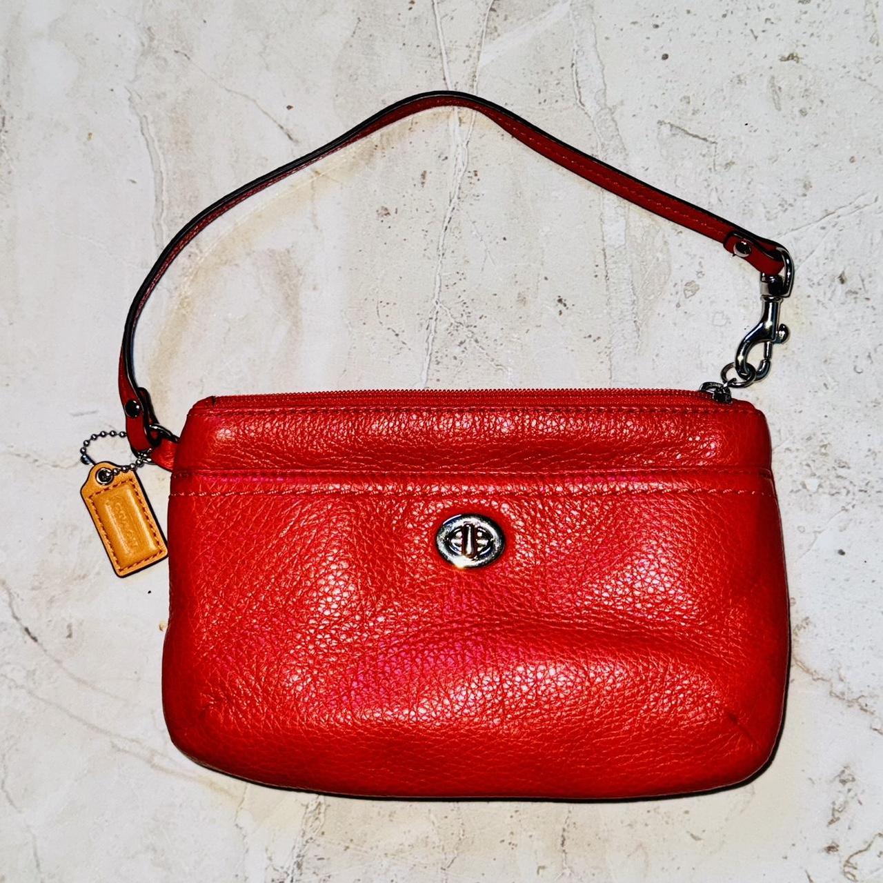 Feminine red Coach hand bag, gorgeous soft leather. - Depop