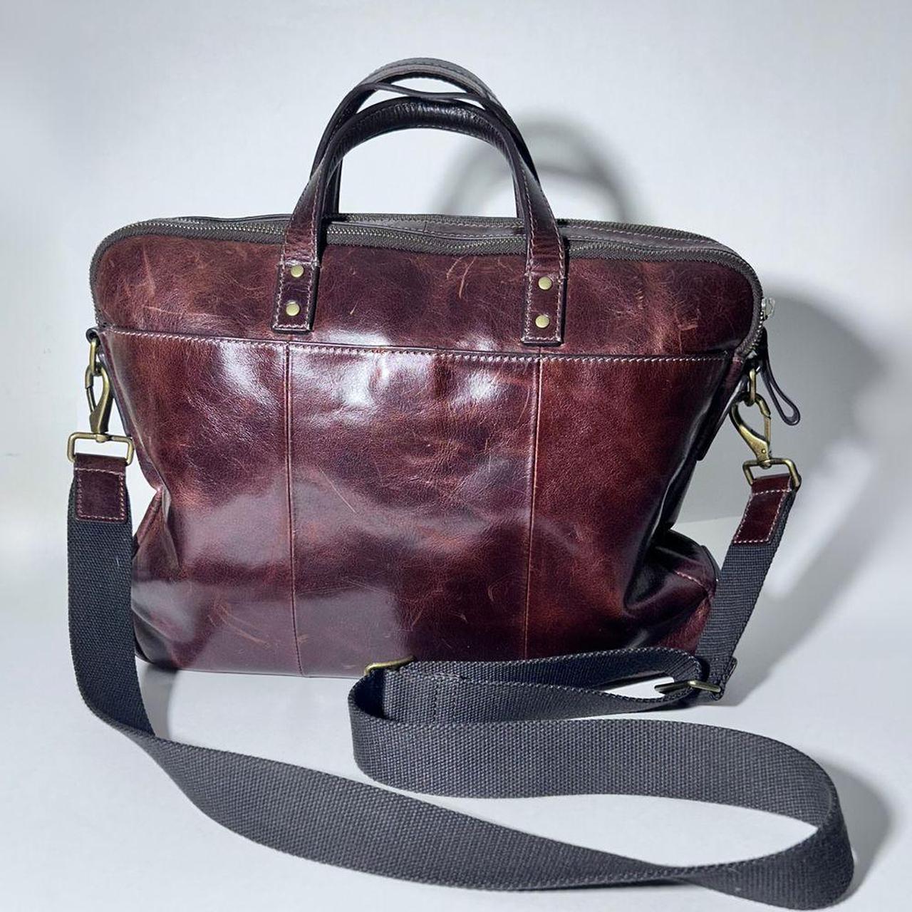 Fossil Briefcase Brown Crossbody Double Compartment... | Depop
