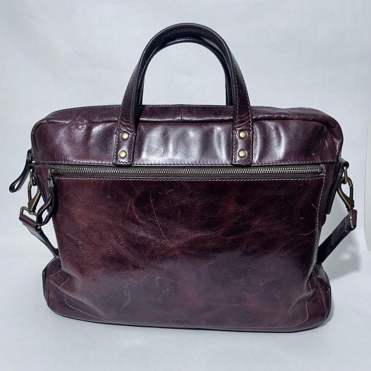 Fossil Briefcase Brown Crossbody Double Compartment... | Depop