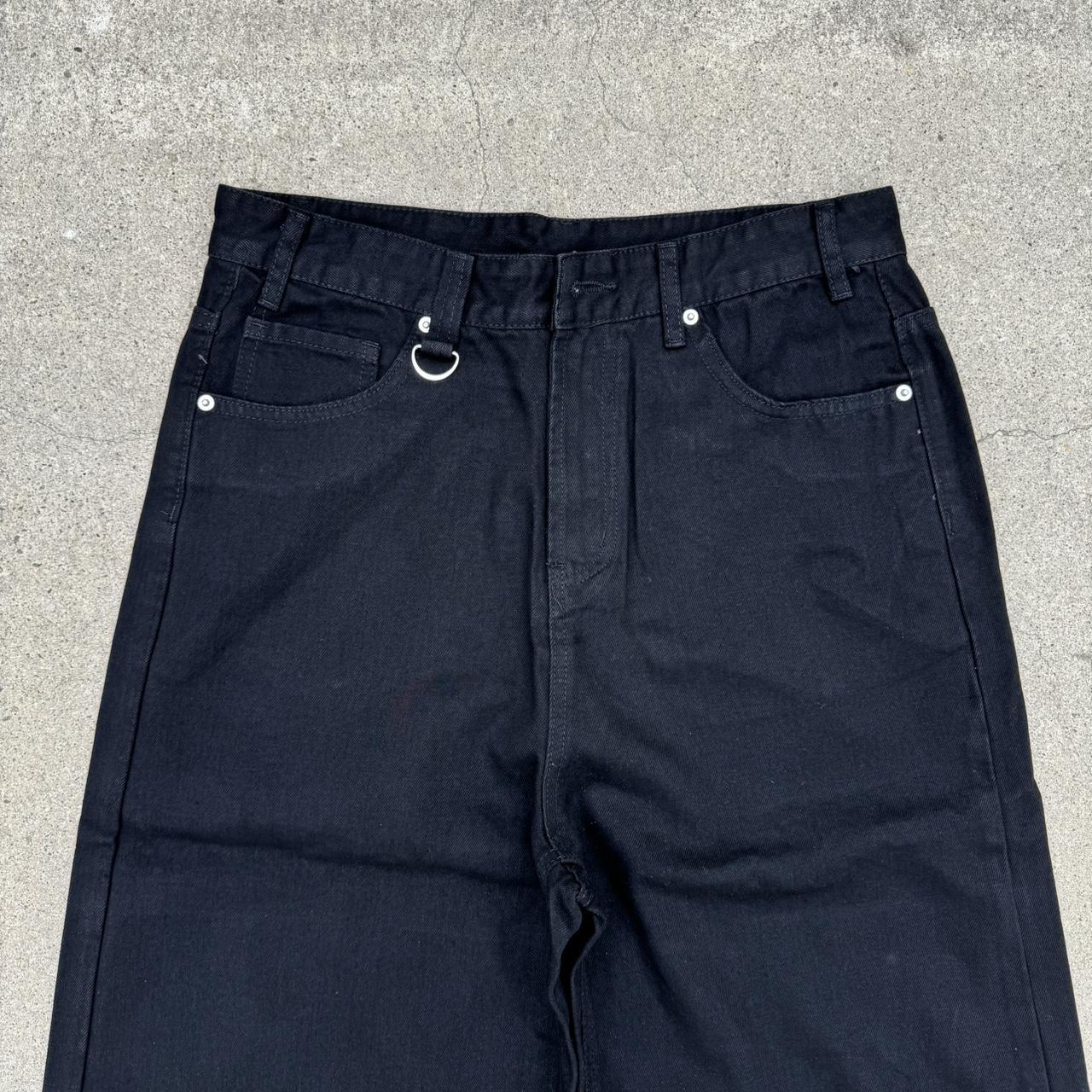 Vintage Y2K Jet Black Baggy Wideleg Skater... | Depop