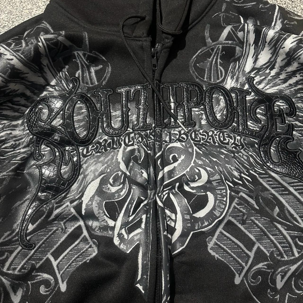 Y2K Fleece Zipper Hoodie – Padded Streetwear Punk... | Depop