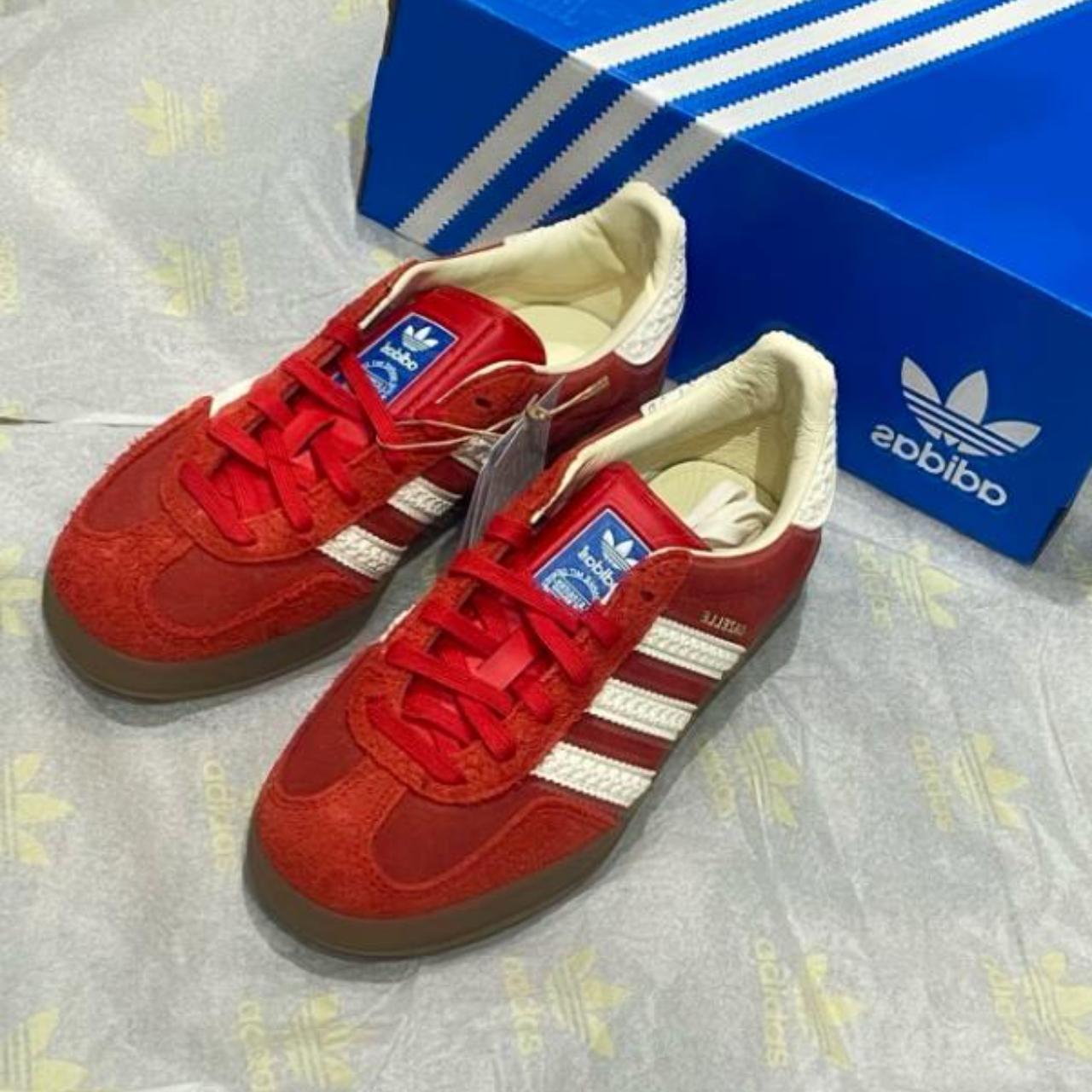 Adidas Original Shoes in Red No shoe box Women's... - Depop