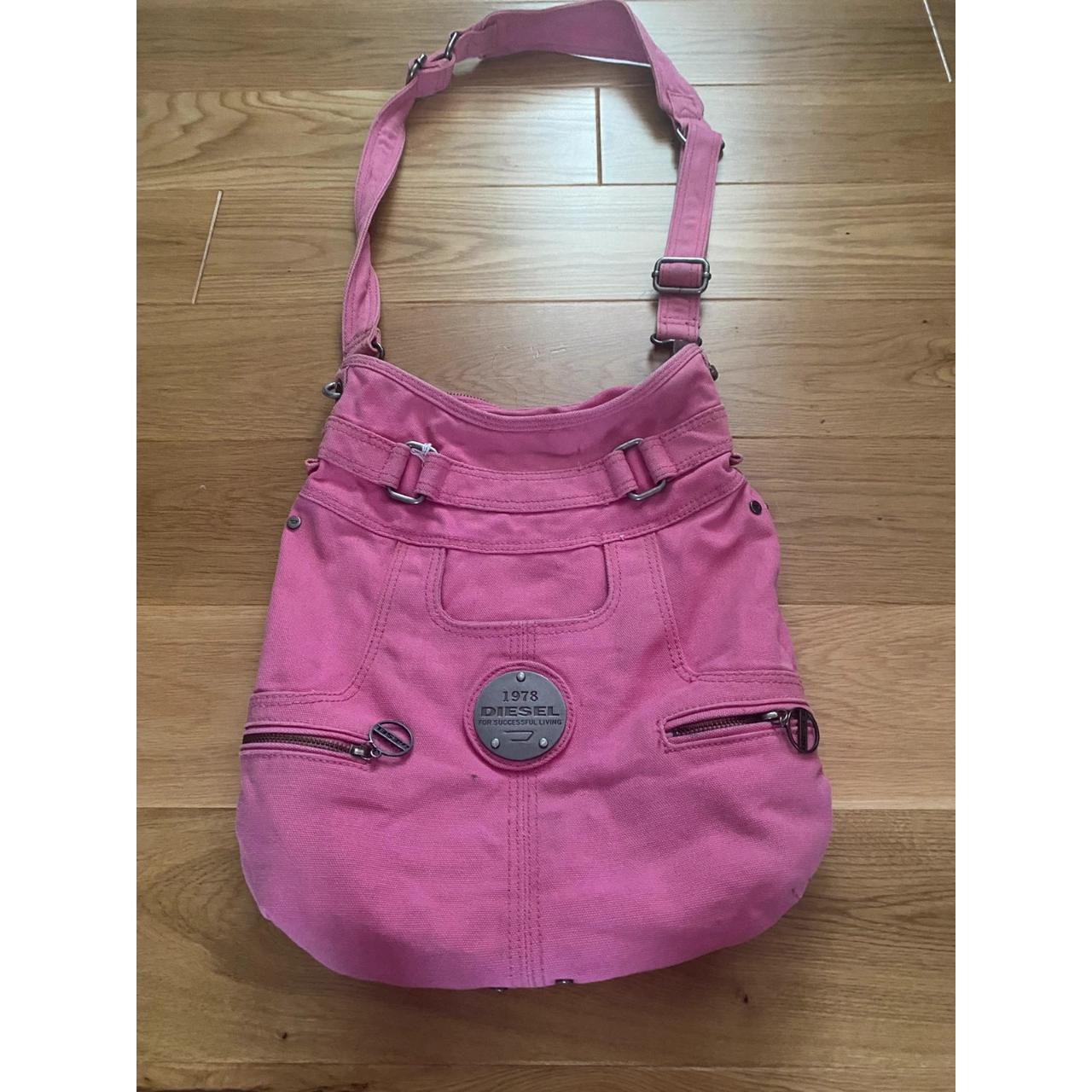 Y2k vintage diesel pink cargo crossbody/tote bag... - Depop