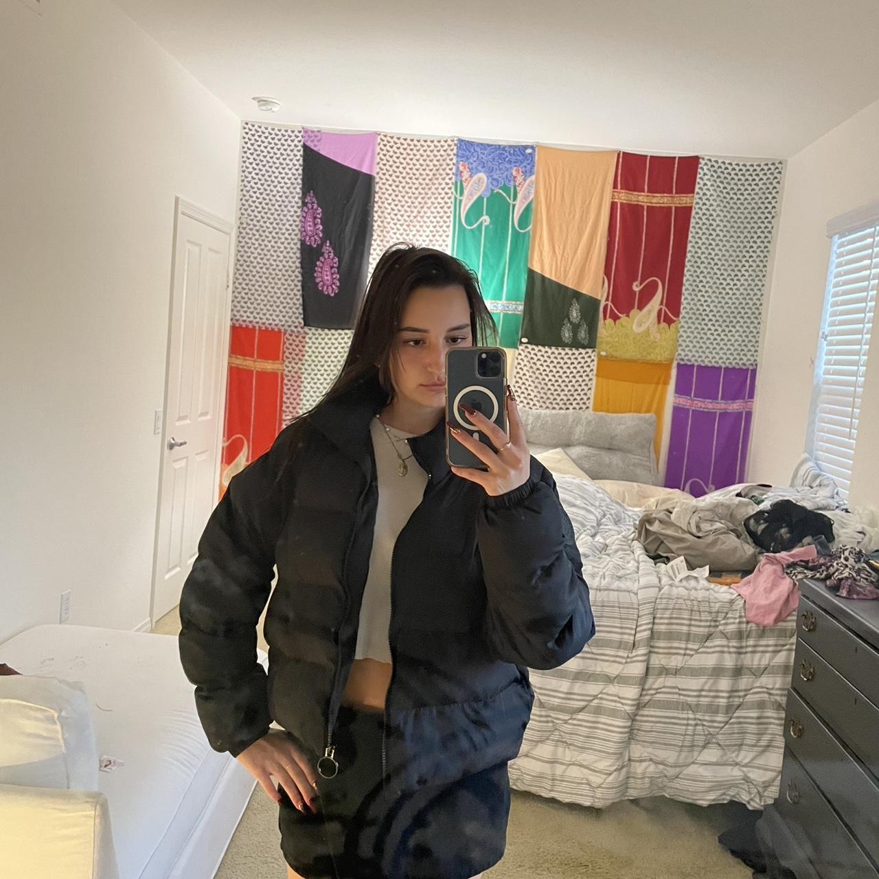 Cropped black Fabletics puffer jacket #fabletics... - Depop