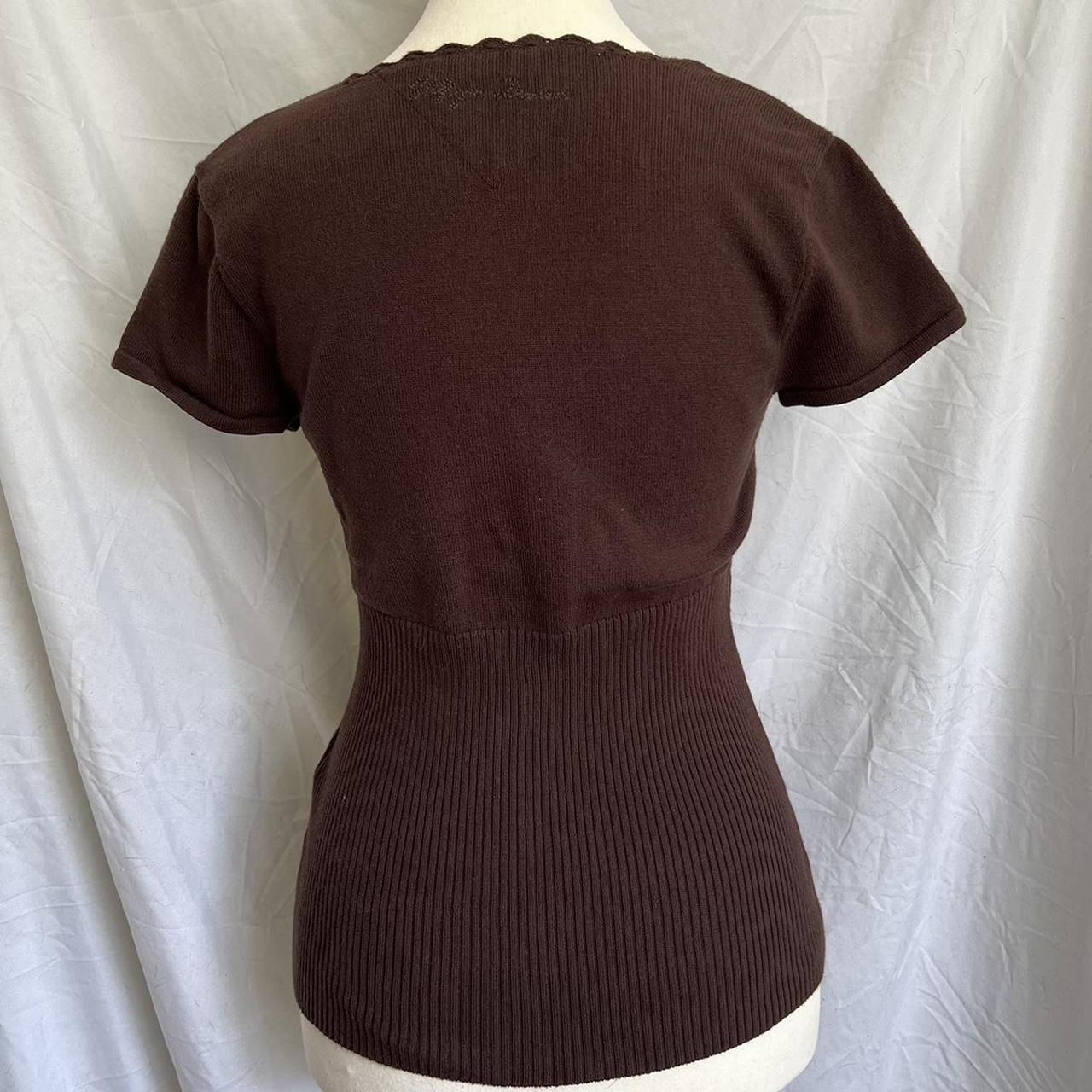 y2k brown knit top brand is tommy hilfiger... - Depop