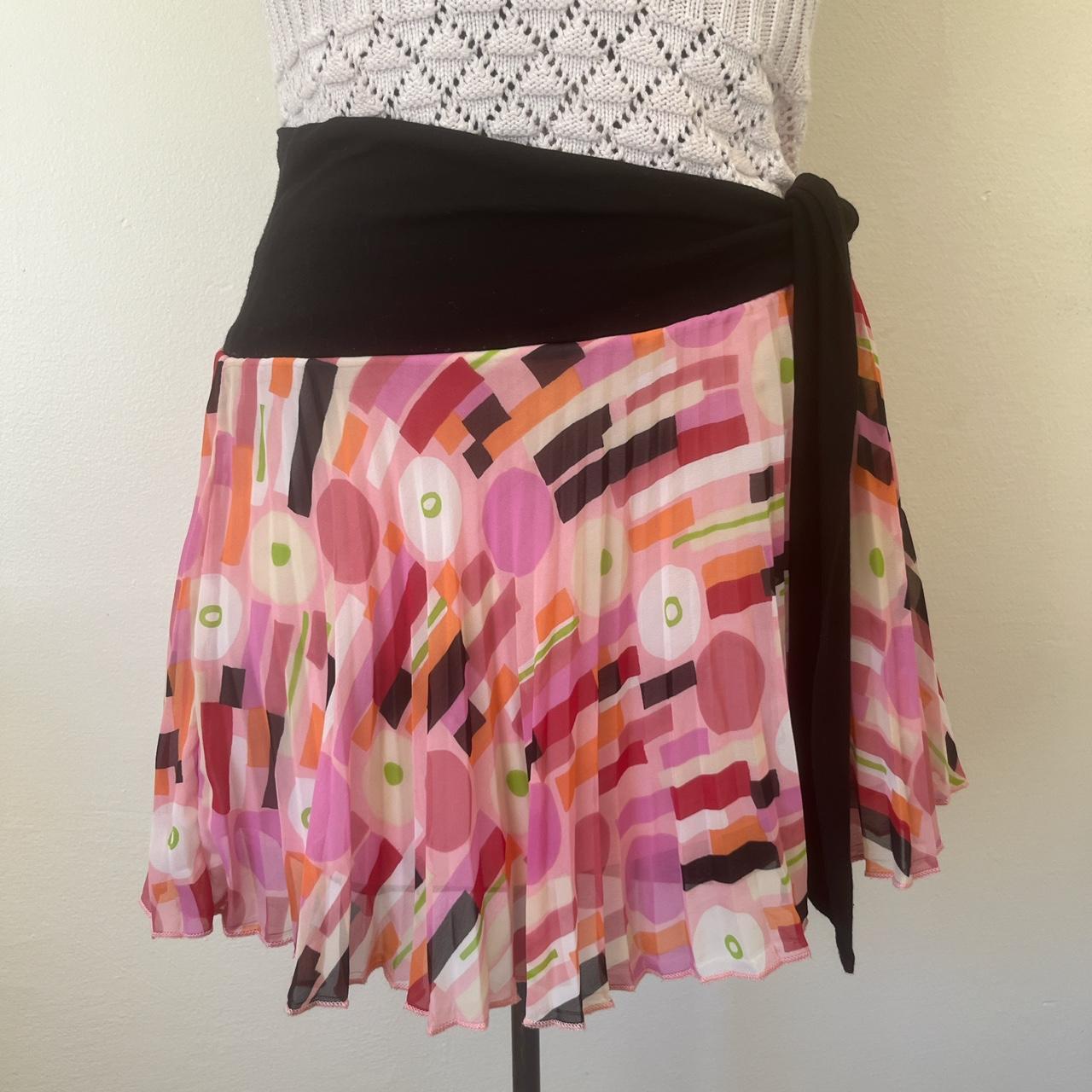 Funky mod print mini skirt with a side tie. This... - Depop